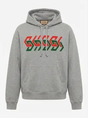 Gucci Logo Detailed Drawstring Hoodie - Gray