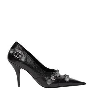 Balenciaga Pointed Toe Pumps With Silver Tone Metal Detailing