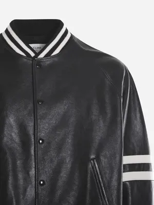 Celine Varsity-style Calfskin Jacket - Black/white