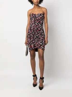 Moschino Floral Print Strapless Mini Dress