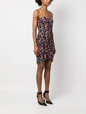 Moschino Floral Print Strapless Mini Dress
