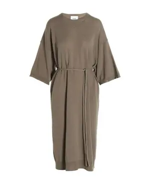 NUDE Knit Long Dress With Detachable Belt - Brown