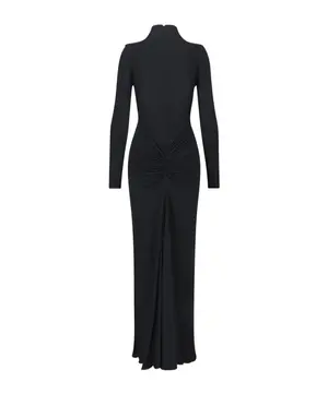 Alaïa Alaia High Neck Long Sleeve Gown With Back Draping Black