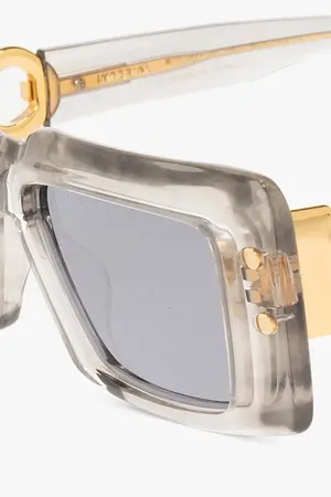 Balmain Logo Square Frame Sunglasses - Gray