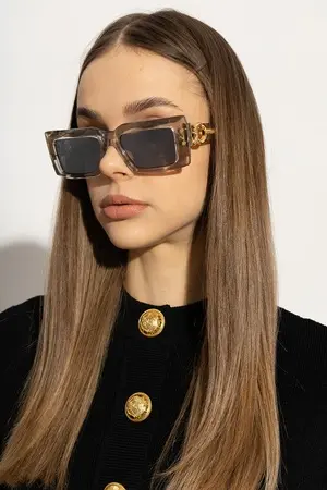 Balmain Logo Square Frame Sunglasses - Gray