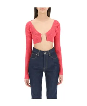 Jacquemus La Maille Pralü Cropped Cardigan - Red
