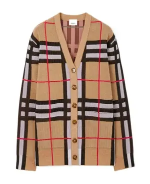 Burberry Checked V-neck Cardigan - Multicolor