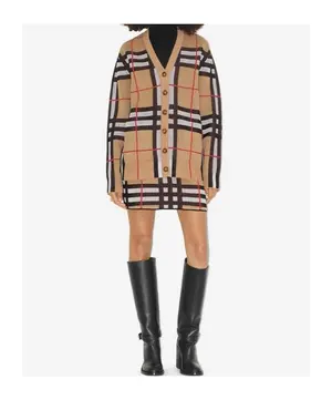 Burberry Checked V-neck Cardigan - Multicolor