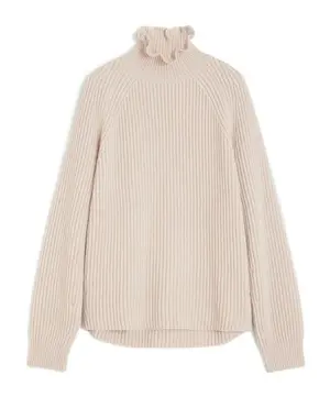 Max Mara Camino Fisherman Rib Knit High Neck Jumper - Sand