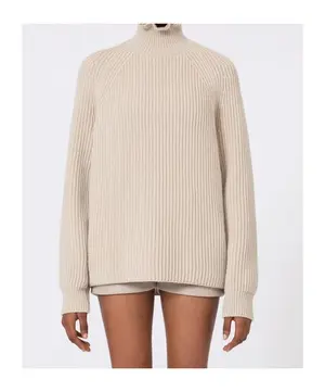 Max Mara Camino Fisherman Rib Knit High Neck Jumper