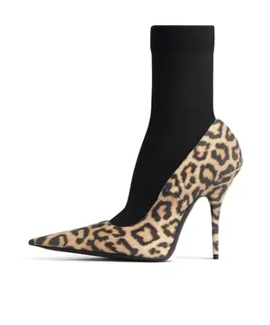 Balenciaga Leopard Print Sock Pumps - Leopard/black
