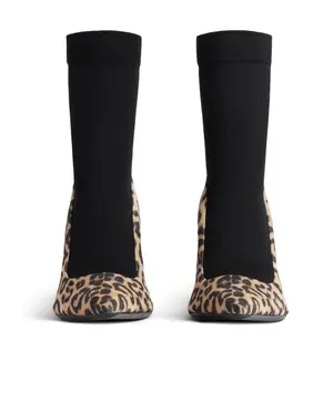 Balenciaga Leopard Print Sock Pumps - Leopard/black