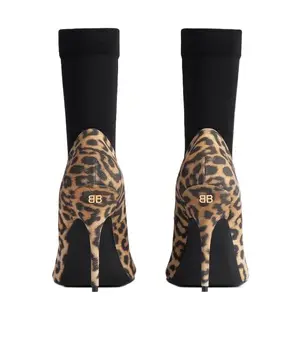 Balenciaga Leopard Print Sock Pumps - Leopard/black