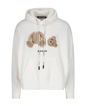 Palm Angels Bear Print Hoodie - White