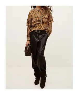 Ba&sh Pixie Ruffled Printed Long Sleeve Top
