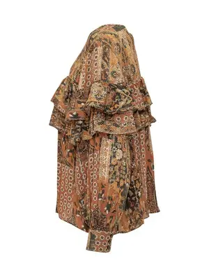 Ba&sh Pixie Ruffled Printed Long Sleeve Top