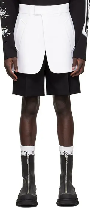 We11Done Paneled High-rise Shorts With Buckle Detail