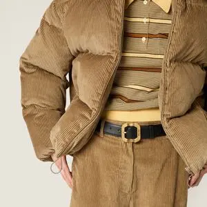 Miu Miu Quilted Leather Collared Zip Up Jacket
