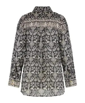 Veronica Beard Lloyd Paisley Button-up Top - Gray