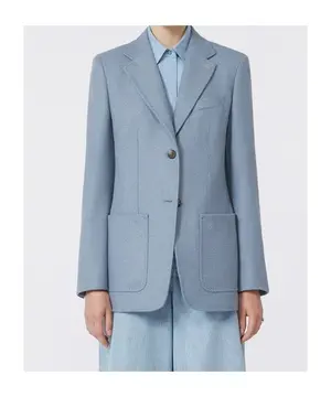 Max Mara Single-breasted Blazer With Classic Lapel And Patch Pockets - Blue