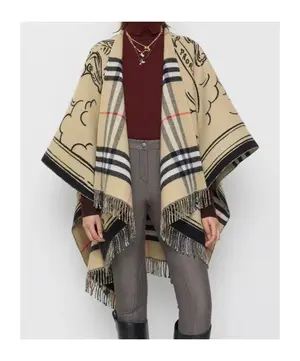 Burberry Stormy Knight Fringed-edge Cape - Sand