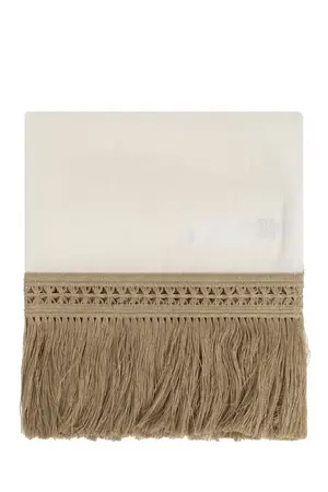Max Mara Logo Embroidered Fringed Scarf - Brown