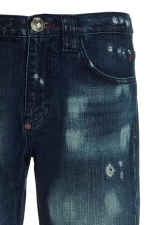 Philipp Plein Distressed Denim Shorts