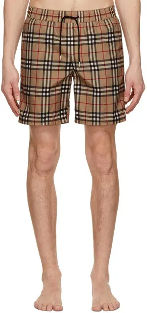 Burberry Vintage Check Drawstring Swim Shorts - Brown