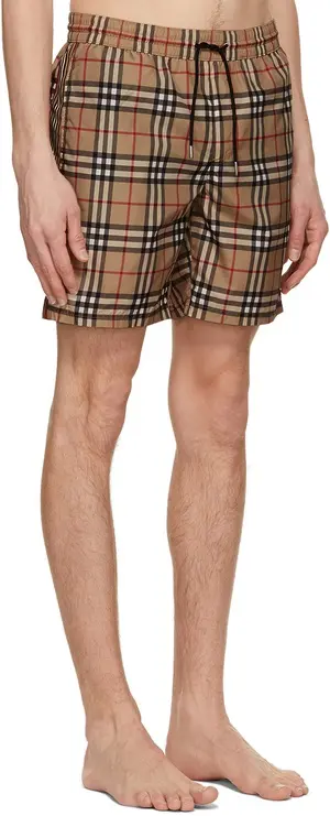 Burberry Vintage Check Drawstring Swim Shorts - Brown