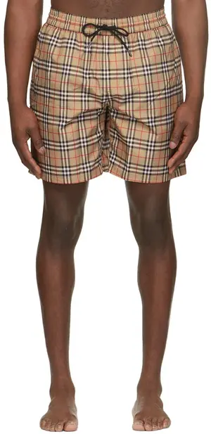 Burberry Vintage Check Drawstring Swim Shorts - Brown