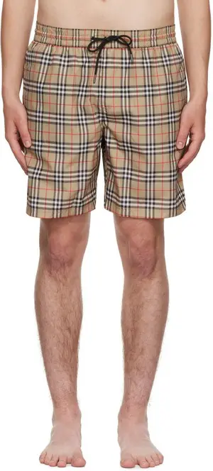 Burberry Vintage Check Drawstring Swim Shorts - Brown