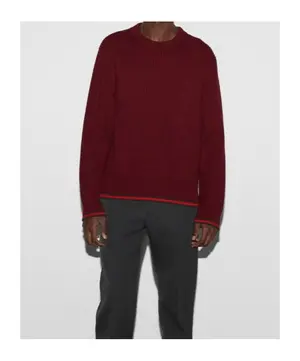 Gucci Ribbed Mock Neck Sweater With Webbing Trim