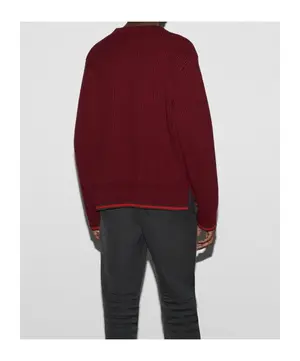 Gucci Ribbed Mock Neck Sweater With Webbing Trim