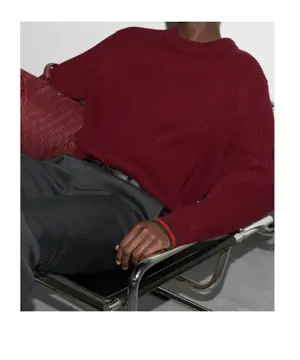 Gucci Ribbed Mock Neck Sweater With Webbing Trim