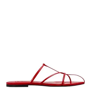 JIL SANDER Strappy Pointed Toe Flat Sandals - Red