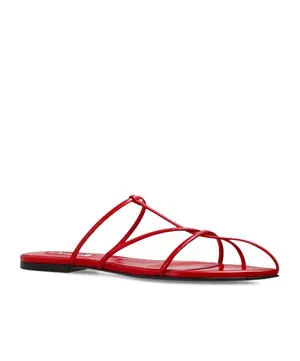 JIL SANDER Strappy Pointed Toe Flat Sandals - Red