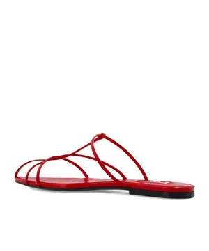 JIL SANDER Strappy Pointed Toe Flat Sandals - Red