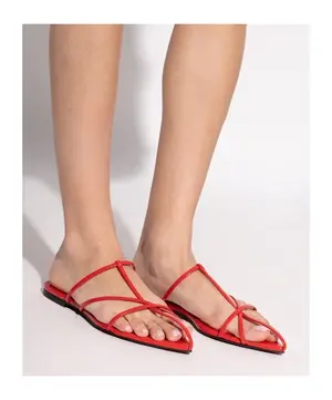 JIL SANDER Strappy Pointed Toe Flat Sandals - Red