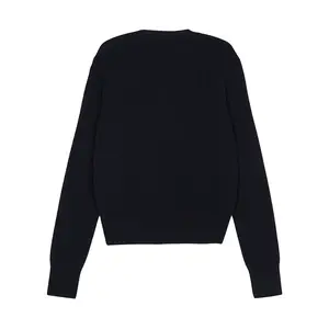 AMI Paris V-neck Cardigan With Embroidered Logo - Black