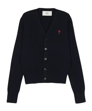 AMI Paris Ami Paris V-Neck Cardigan With Embroidered Logo No