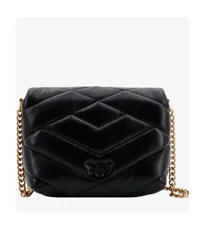 Pinko Love Birds Buckle Quilted Shoulder Bag