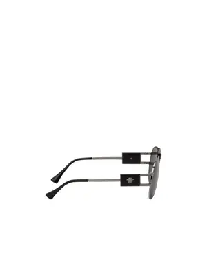 Versace Aviator Sunglasses With Medusa Hardware - Black