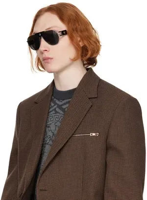 Versace Aviator Sunglasses With Medusa Hardware - Black