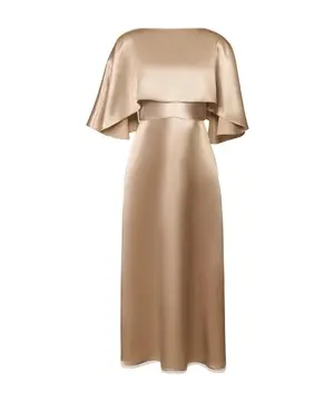 Fabiana Filippi Asymmetrical Satin Cape Dress