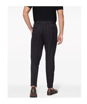 Brunello Cucinelli Stripe-pattern Wool-blend Tailored Trousers - Black