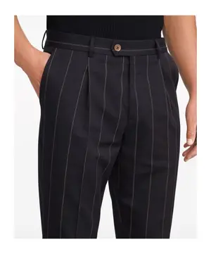 Brunello Cucinelli Stripe-pattern Wool-blend Tailored Trousers - Black