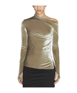 Helmut Lang Velvet Asymmetric Top With Thumbholes