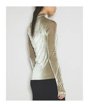 Helmut Lang Velvet Asymmetric Top With Thumbholes