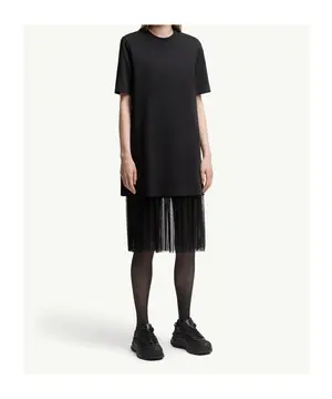 Moncler Layered Midi Dress With Gathered Tulle Skirt