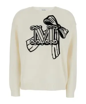 Max Mara Crewneck Long-sleeved Jumper With Embroidered Logo - No